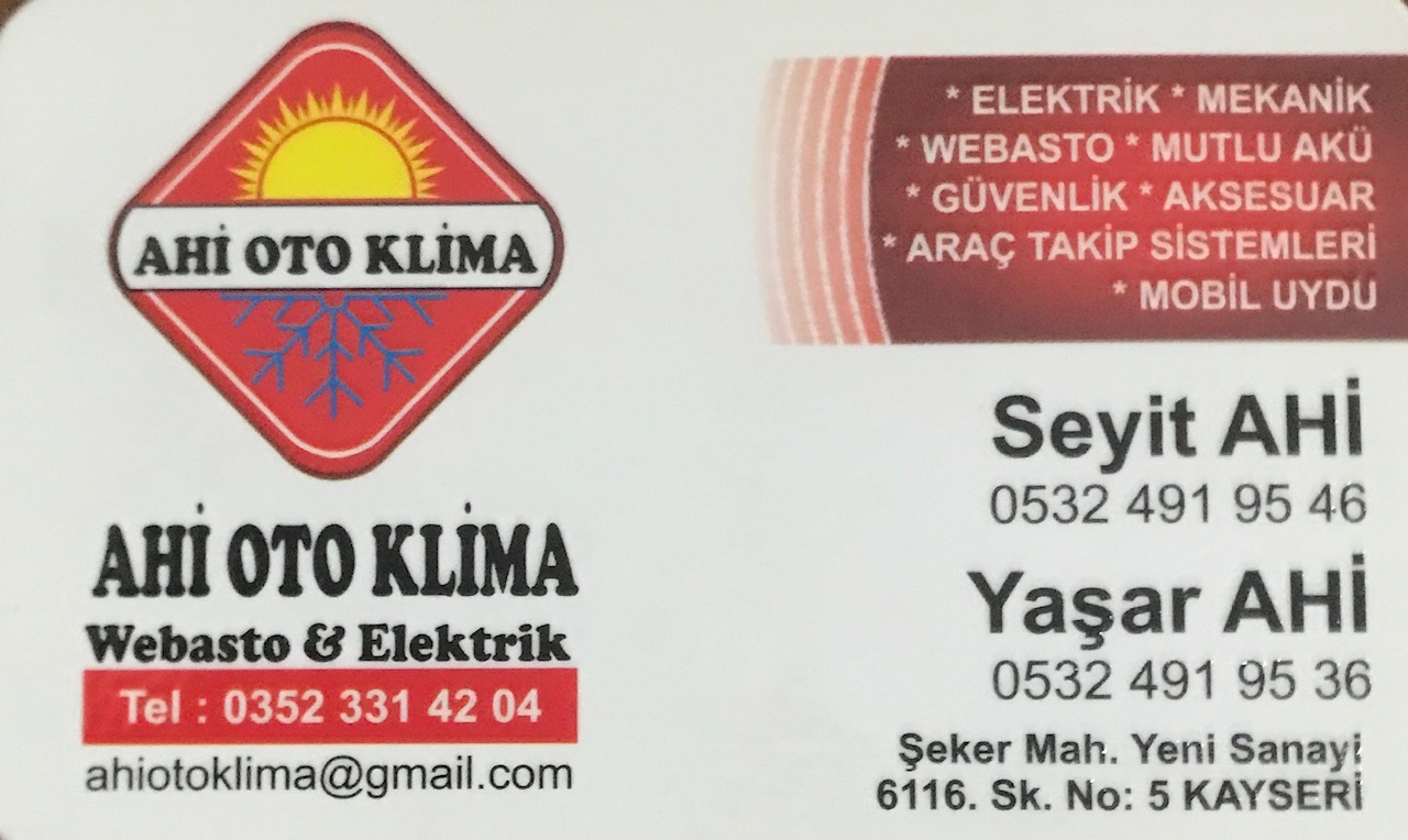 Kayseri Ahi Oto Klima | Kayseri Yeni Sanayi - Kayseri Yeni Sanayi